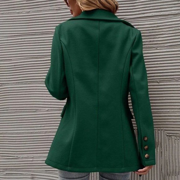 Jackets & Coats | Classic Green Double Breast Button Up Jacket Coat ...